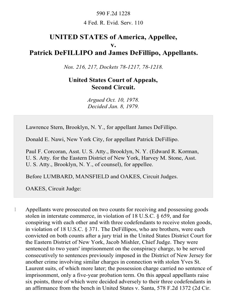 United States v. Patrick Defillipo and James Defillipo, 590 F.2d 1228 ...