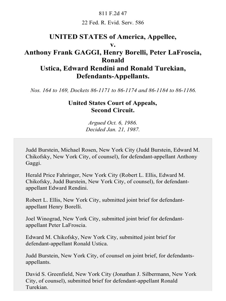 United States v. Anthony Frank Gaggi, Henry Borelli, Peter Lafroscia ...