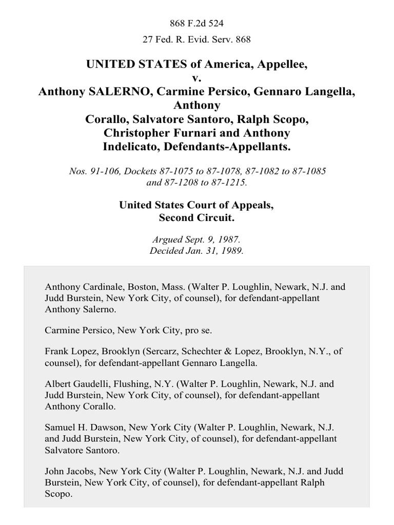 United States v. Anthony Salerno, Carmine Persico, Gennaro Langella ...