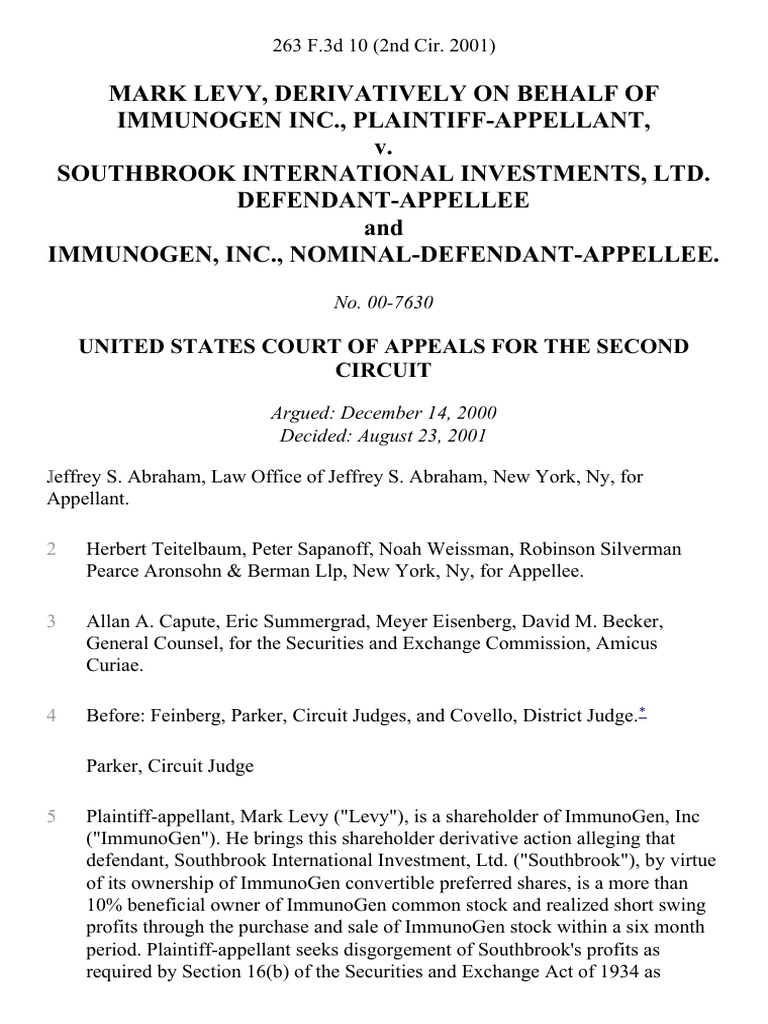ImmunoGen Shareholder Dispute Case | PDF | Insider Trading | Stocks