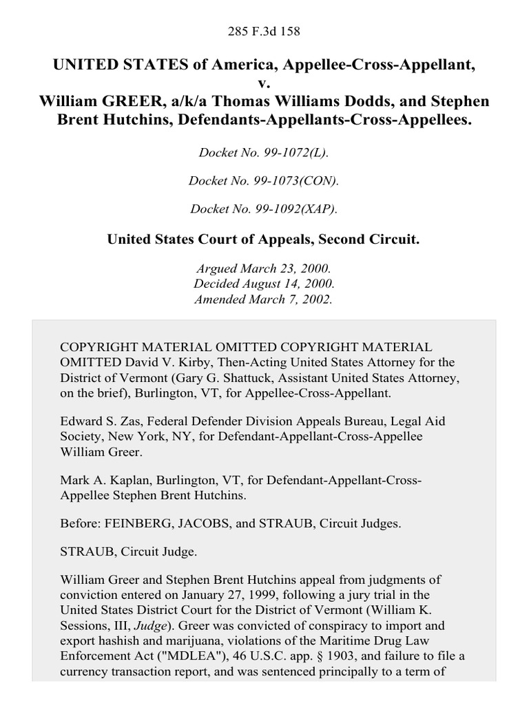 United States of America, Appellee-Cross-Appellant v. William Greer, A ...