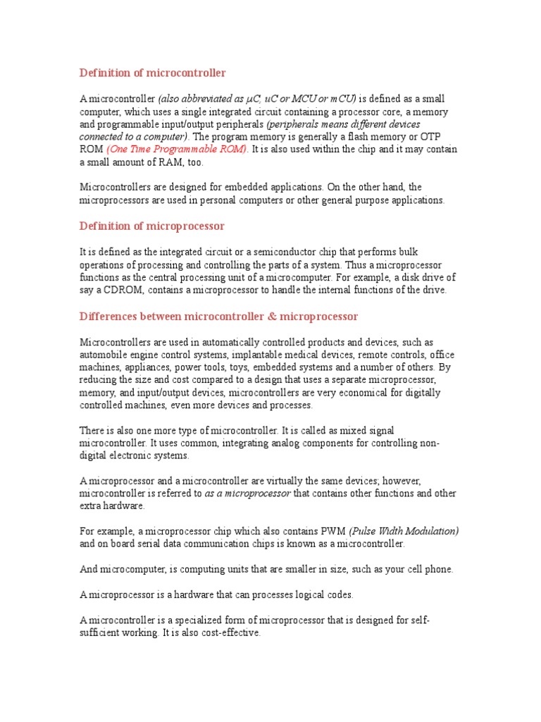 Differences Between Mup and Muc | PDF | Microcontroller | Microprocessor