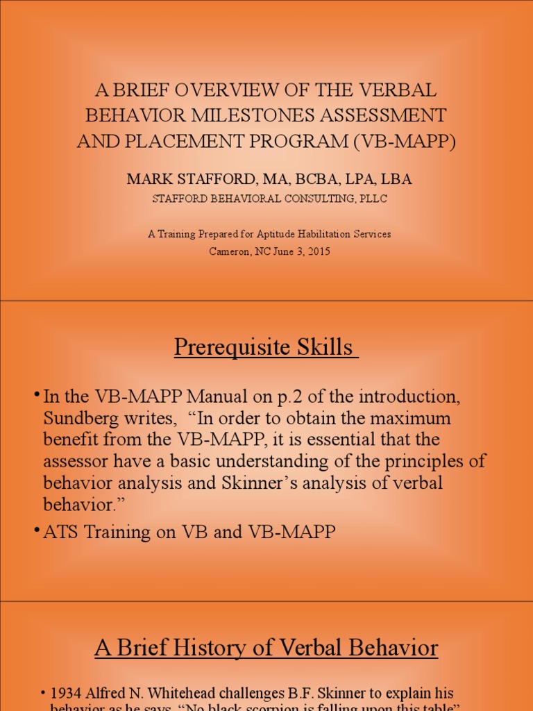 A Brief Overview of The VB-MAPP-1433414381 | PDF | Reinforcement | Educational Assessment