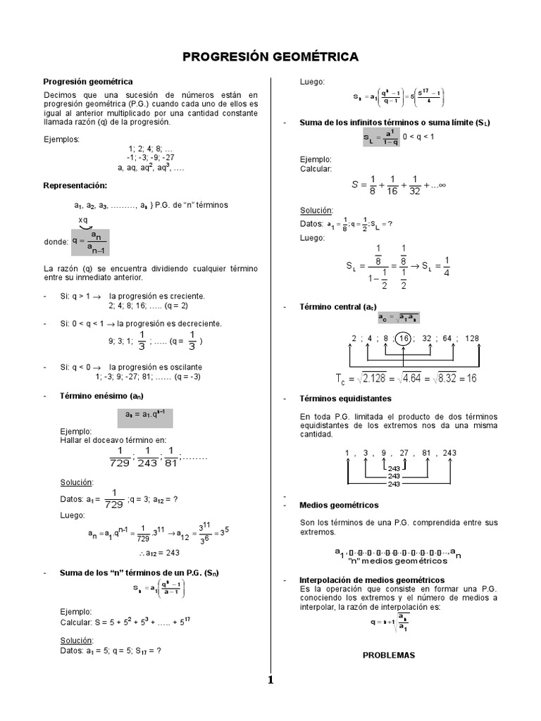 Progresión Geométrica | PDF | Proporción | Conceptos matemáticos