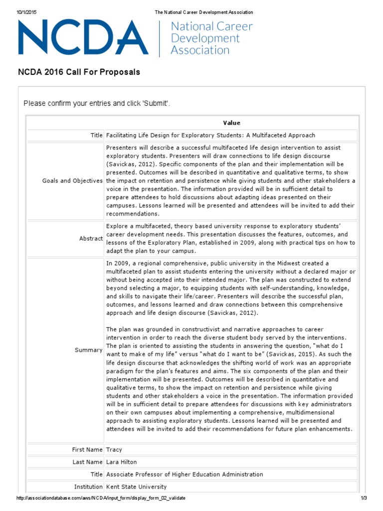 Final Ncda Presentation Proposal Submission | PDF | Cognition | Learning