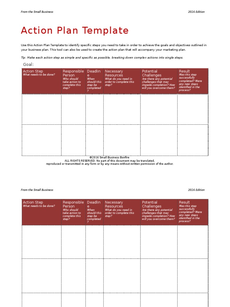 Action Plan Template: Goal | PDF