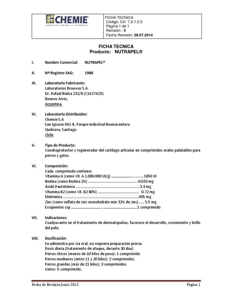 Nutraceutico para perros y gatos: NUTRAPEL® | PDF