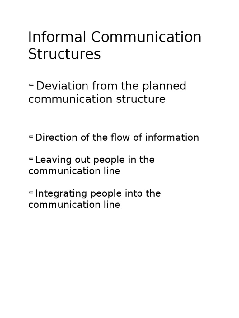 Informal Communication Structures | PDF