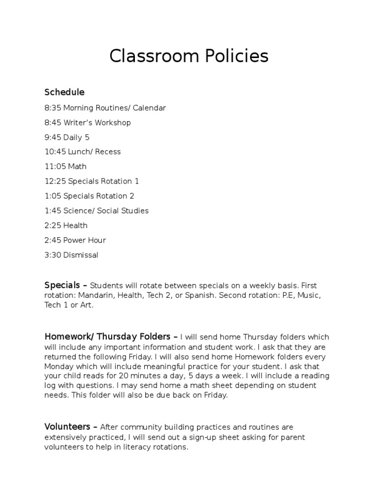 Classroom Policies | PDF