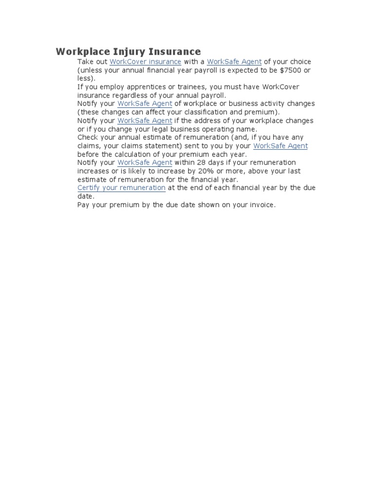 Workplace Injury Insurance | PDF