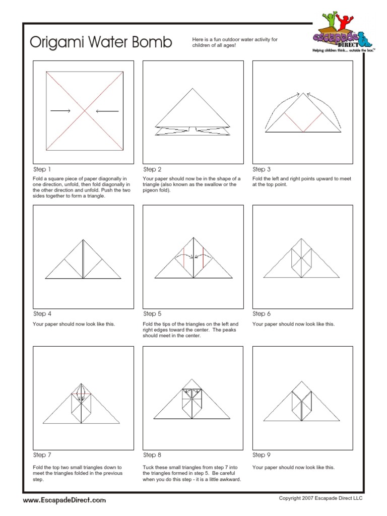 Origami Water Bomb: Step 1 Step 2 Step 3 | PDF