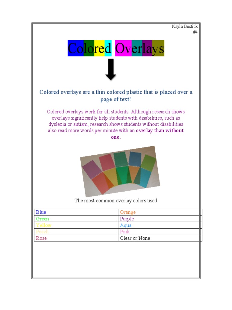 sfs colored overlays | Dyslexia | Color