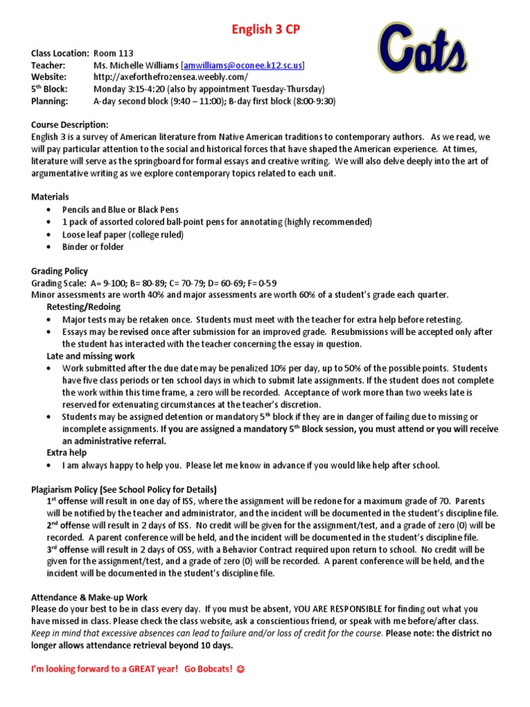 English 3 Cpa Syllabus 2016-2017 | PDF | Essays | Cognition