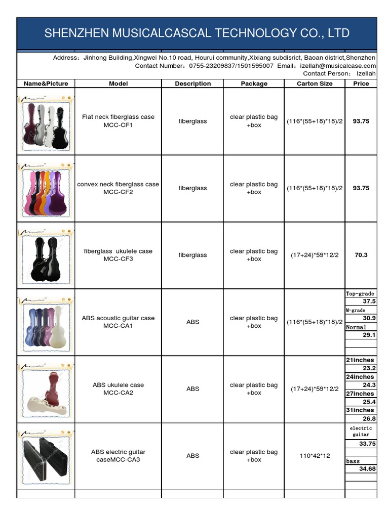 Musical Instrument Case Pricing Guide | PDF
