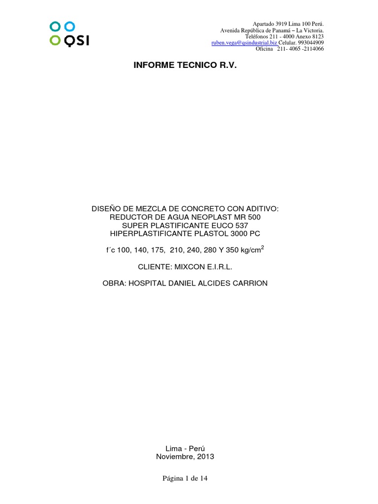 Imforme Diseños Huancayo | PDF | Hormigón | El hombre hace Materiales