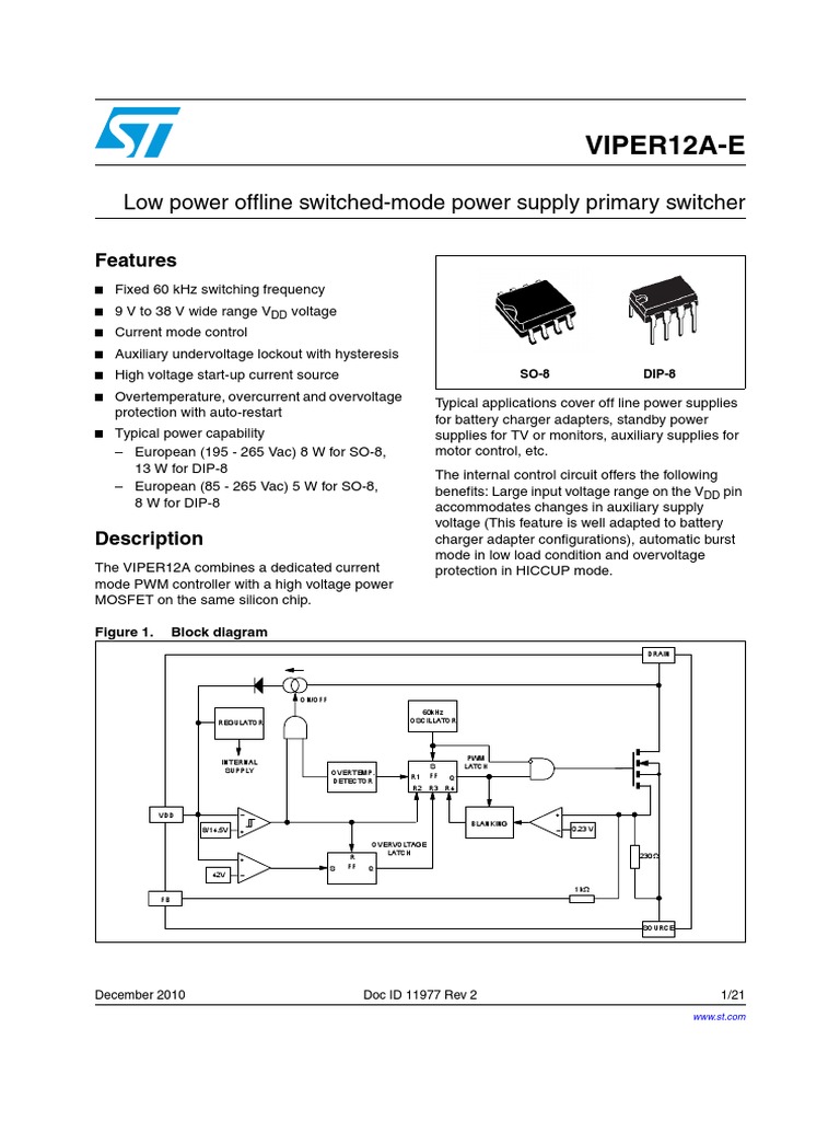 Viper12A-E: Low Power Offline Switched-Mode Power Supply Primary ...