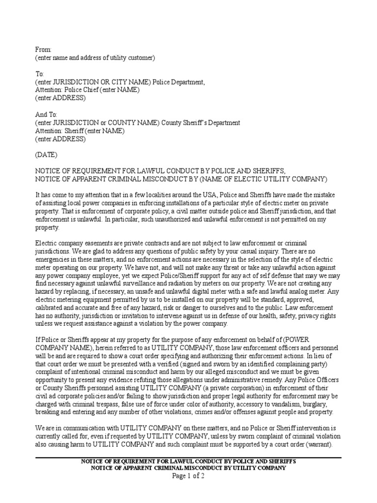 Notice To Police | PDF | Sheriffs In The United States | Trespass