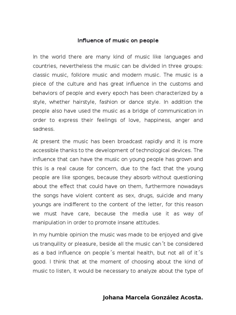 Influence of Music On People | PDF