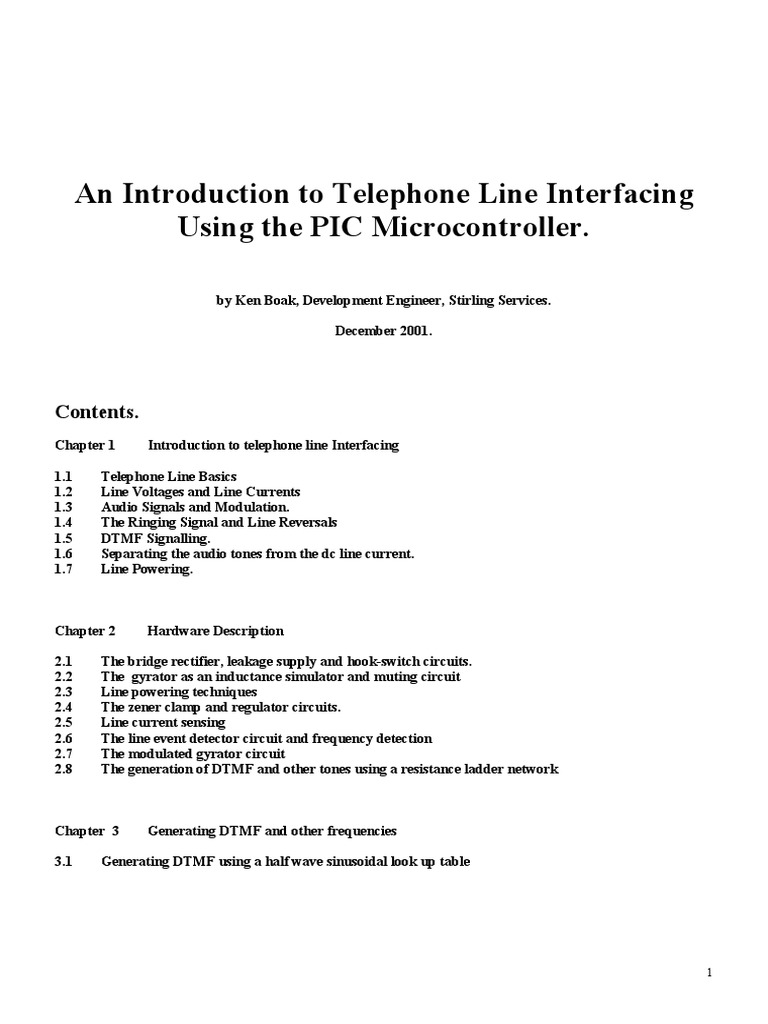 An Introduction To Telephone Line Interfacing Using The PIC Microcontroller PDF | PDF ...