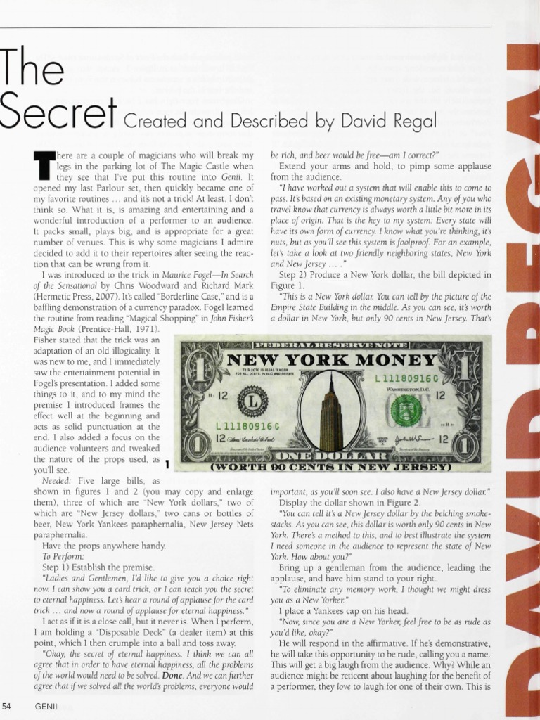 David Regal The Secret | PDF | Magic (Illusion)