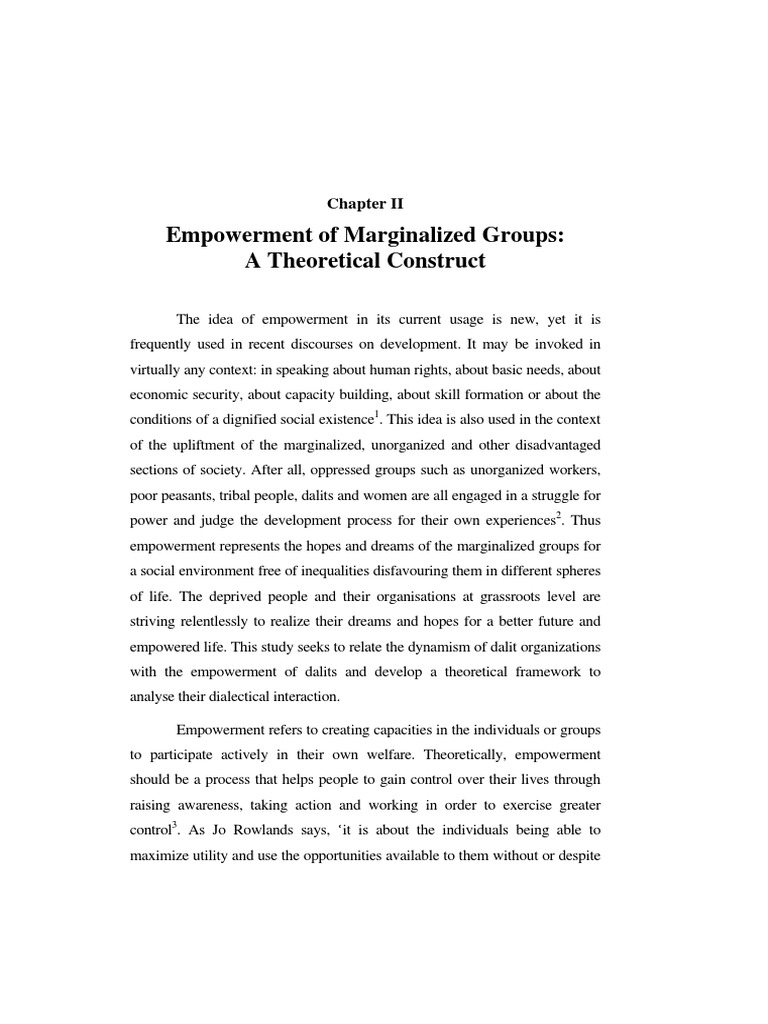 Empowerment of Marginalized Groups: A Theoretical Construct | Download ...