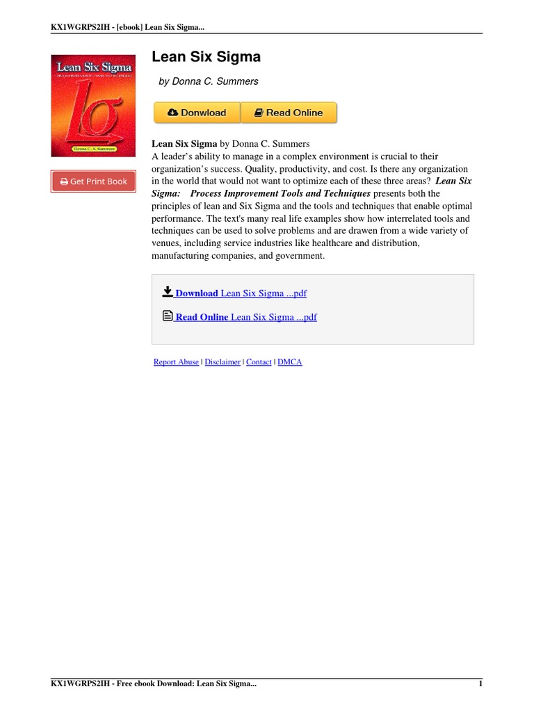 General Notes About Lean Six Sigma Donna Summers | PDF | Six Sigma ...