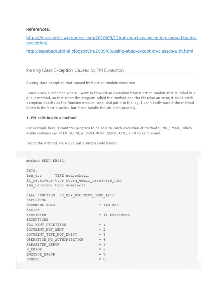 Raise Exception's in Function Module | PDF | Parameter (Computer Programming) | Computer Data
