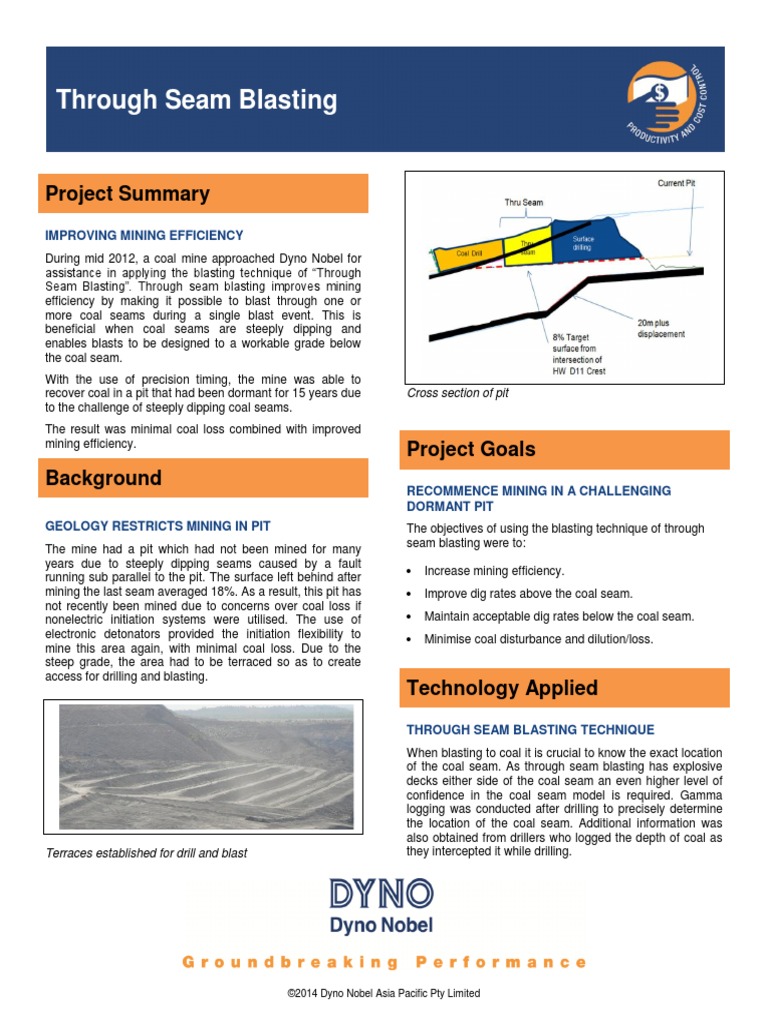 Through Seam Blasting: Project Summary | PDF | Coal Mining | Mining