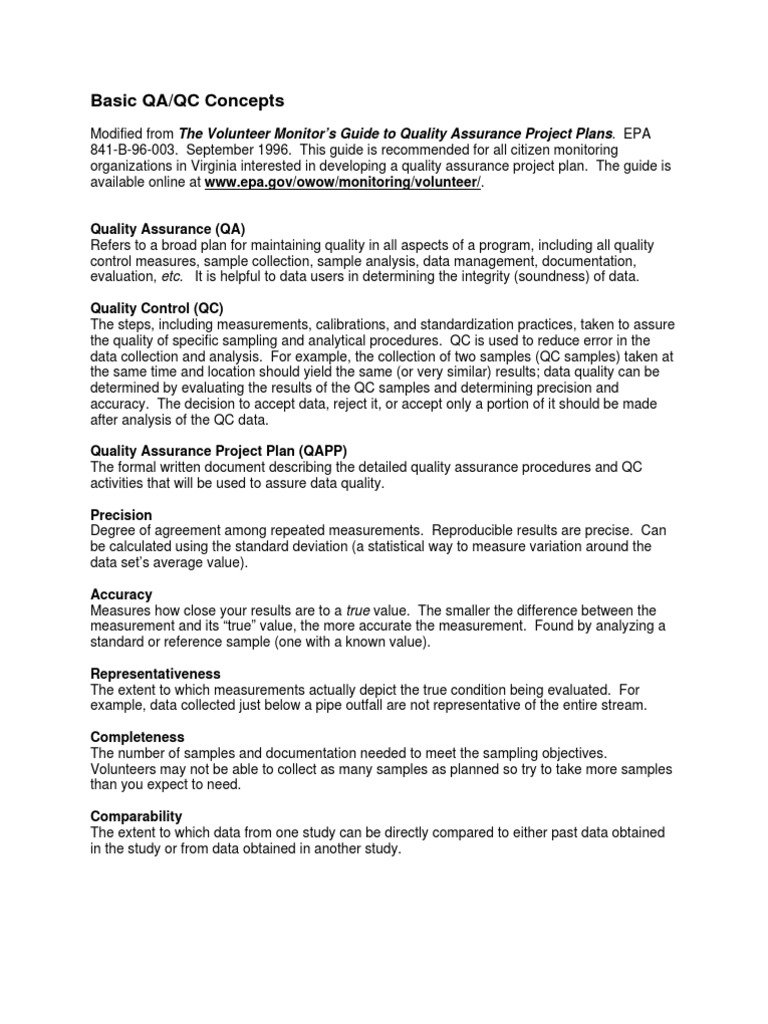 Basic QA/QC Concepts for Monitoring | PDF | Accuracy And Precision ...
