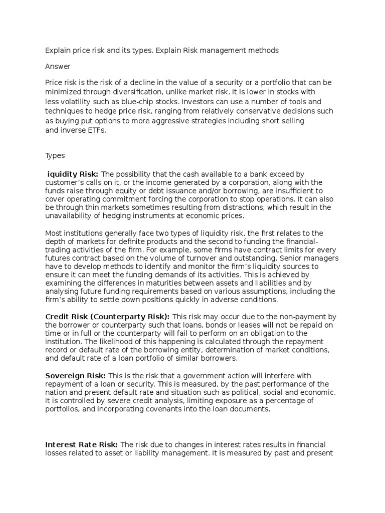 Explain Price Risk and Its Types | PDF | Market Liquidity | Insurance