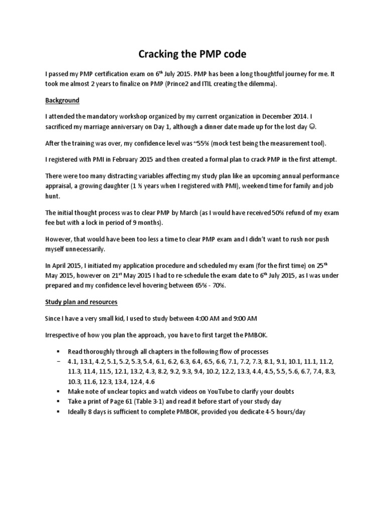 PMP Study Plan Template From Amit Londhe | PDF PMP Study Plan Template From Amit Londhe | PDF