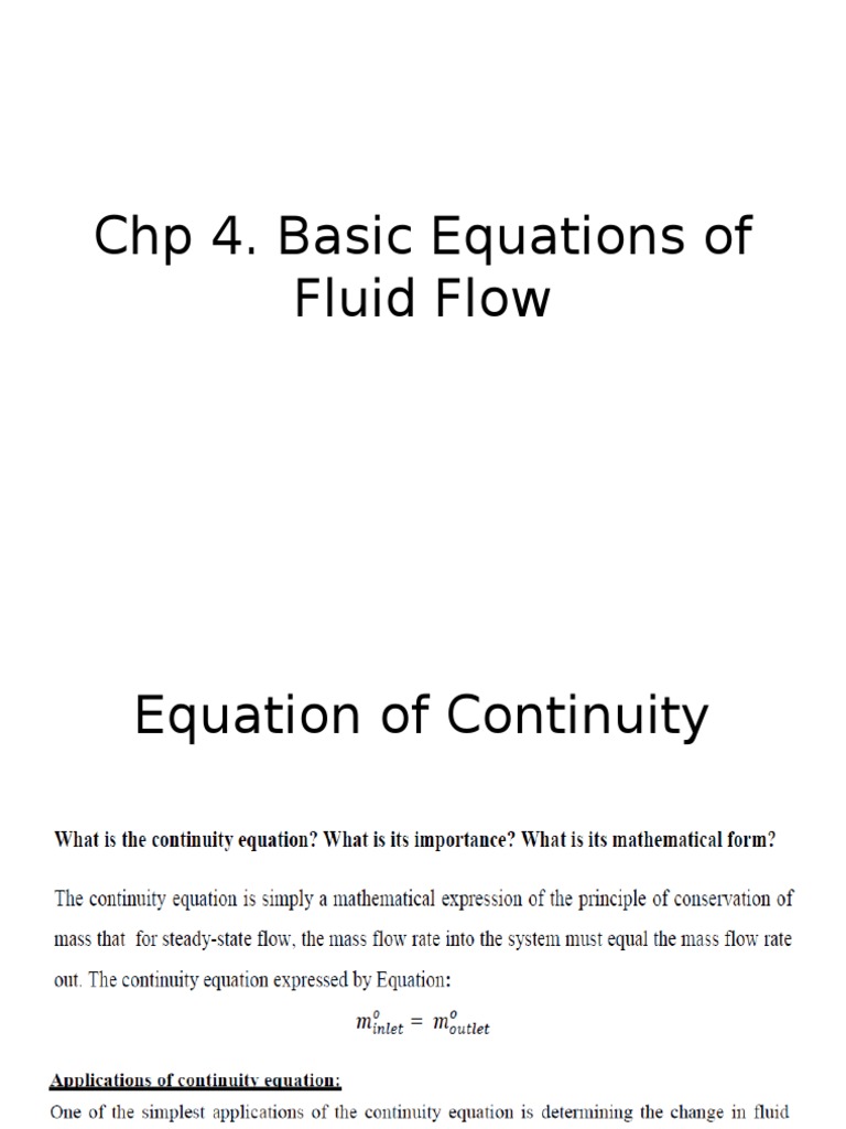 Fluid Flow: Continuity Equations Explained | PDF | Teaching Methods ...