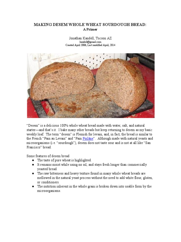 Making Desem Whole Wheat Sourdough Bread:: A Primer | PDF | Sourdough ...