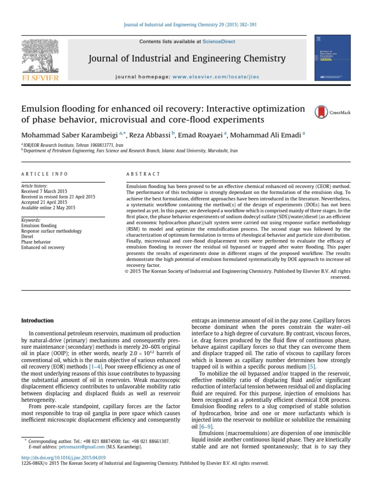 Journal of Industrial and Engineering Chemistry | PDF | Emulsion ...