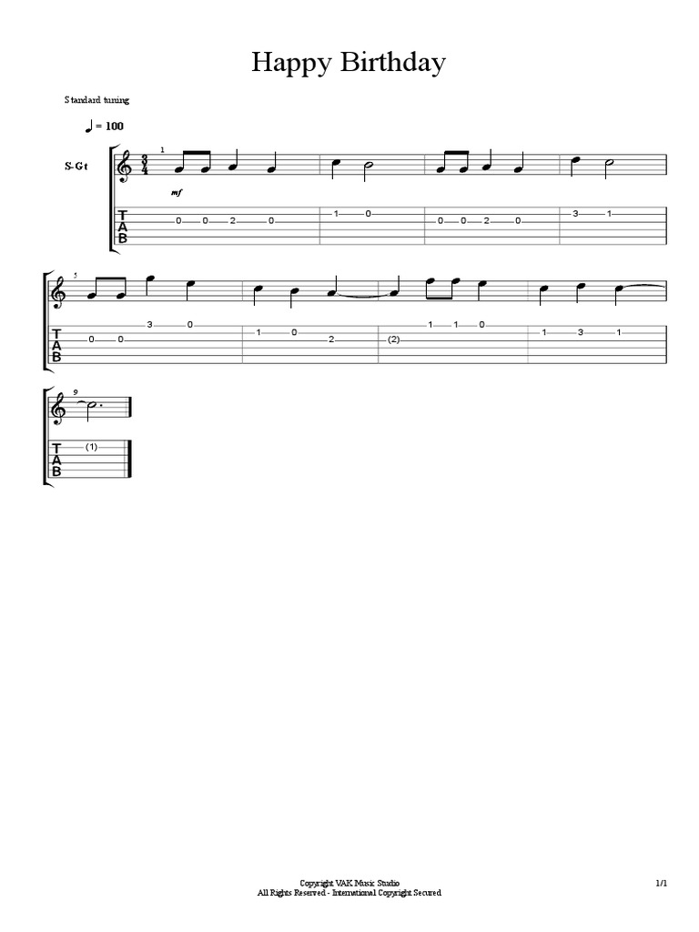 Happy Birthday Guitar Tab | PDF