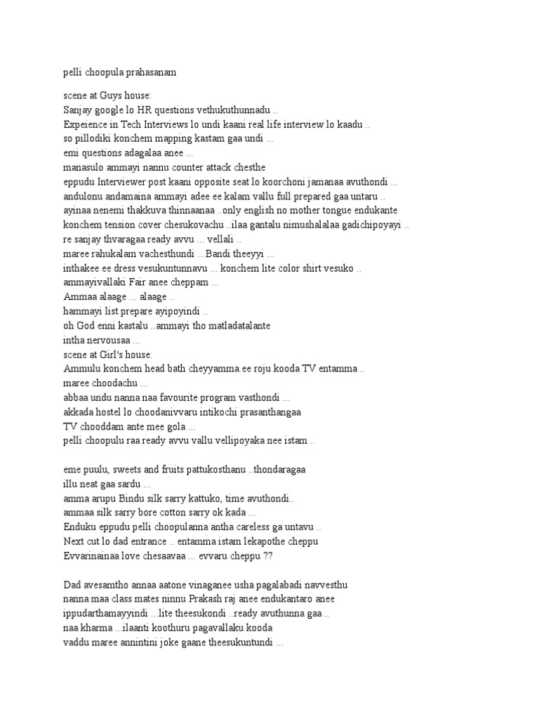 Pelli Choopula Prahasanam | PDF | Language Arts & Discipline