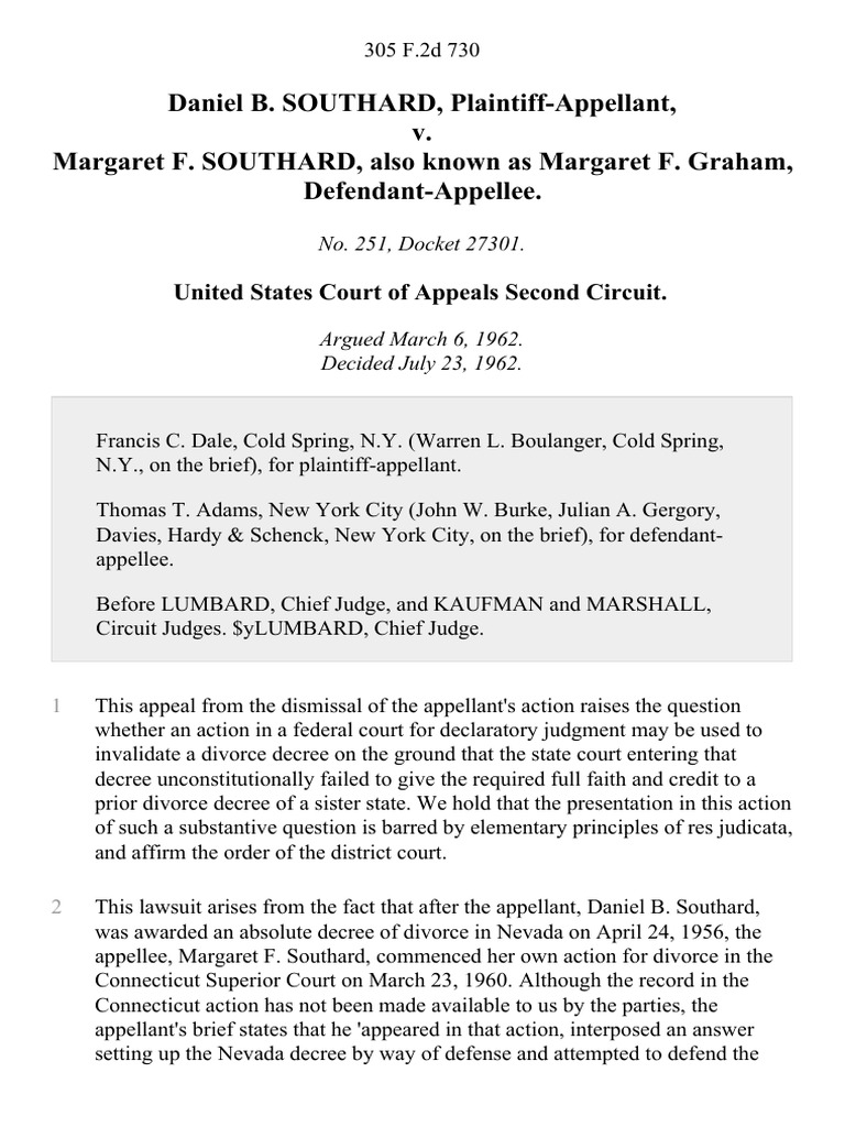 Daniel B. Southard v. Margaret F. Southard, Also Known As Margaret F ...