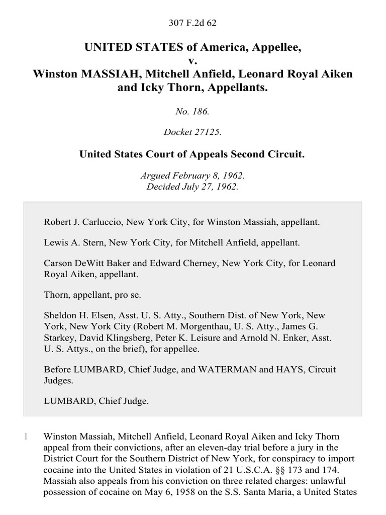 United States v. Winston Massiah, Mitchell Anfield, Leonard Royal Aiken ...