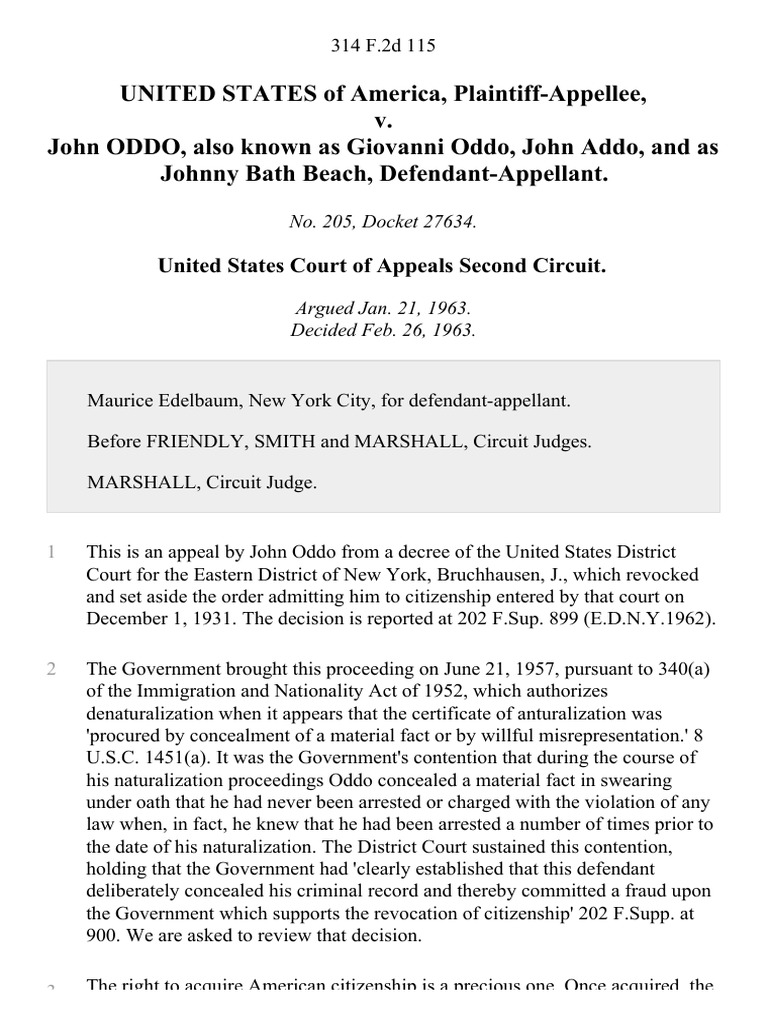 United States v. John Oddo, Also Known As Giovanni Oddo, John Addo, and ...