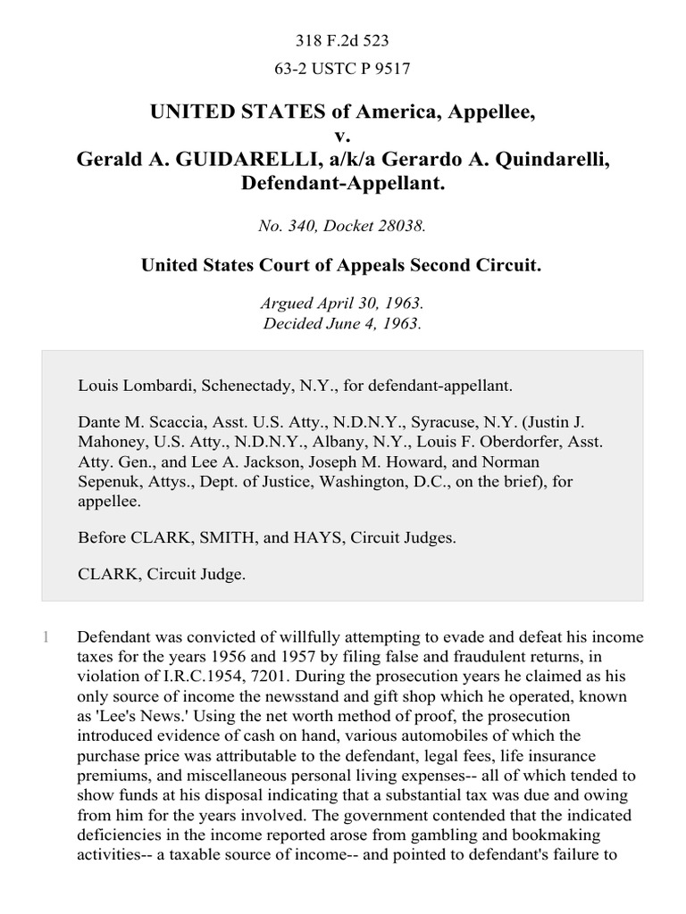 Tax Evasion Case: U.S. v. Guidarelli | PDF | Evidence (Law ...