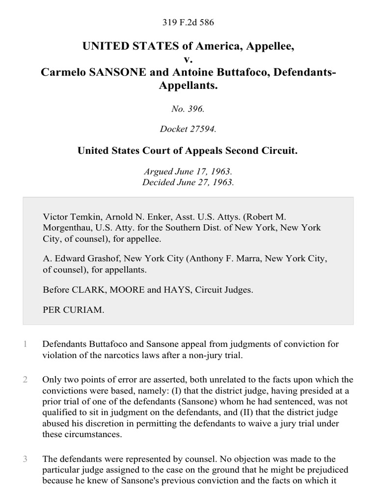 United States v. Carmelo Sansone and Antoine Buttafoco, 319 F.2d 586 ...