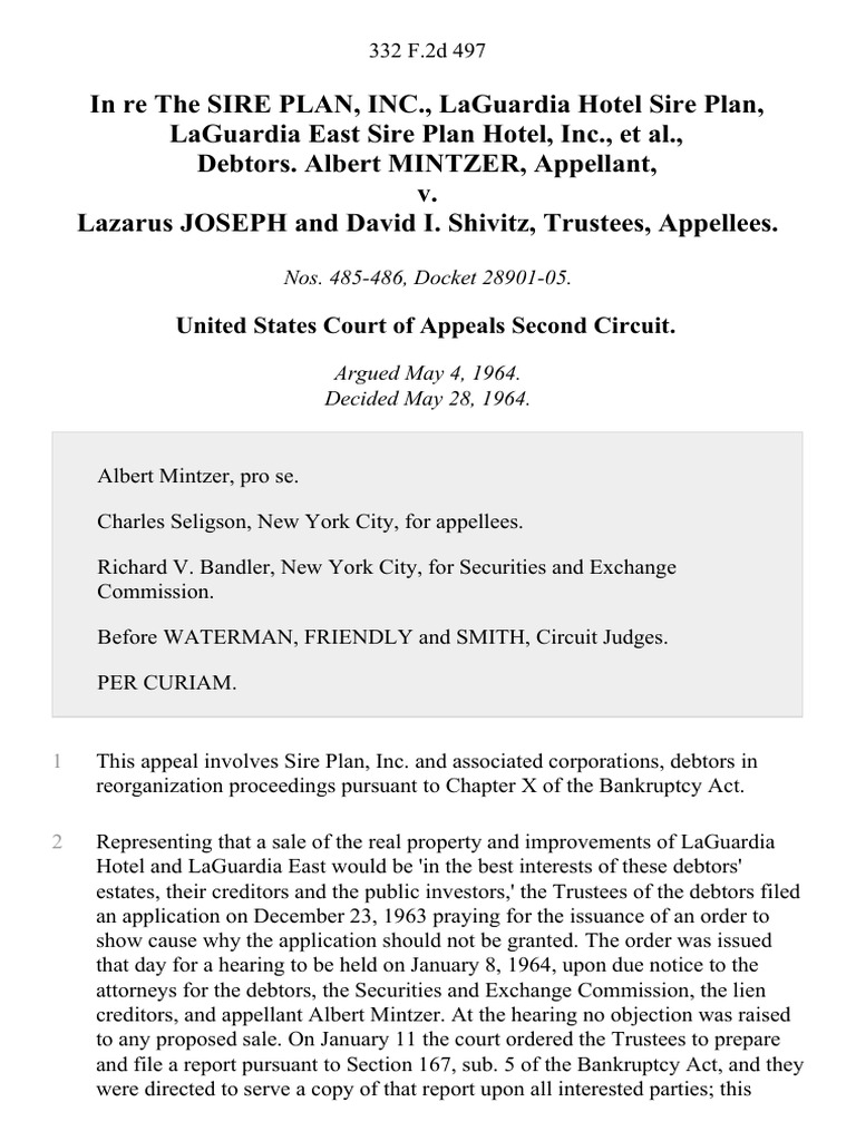 In Re The Sire Plan, Inc., Laguardia Hotel Sire Plan, Laguardia East ...