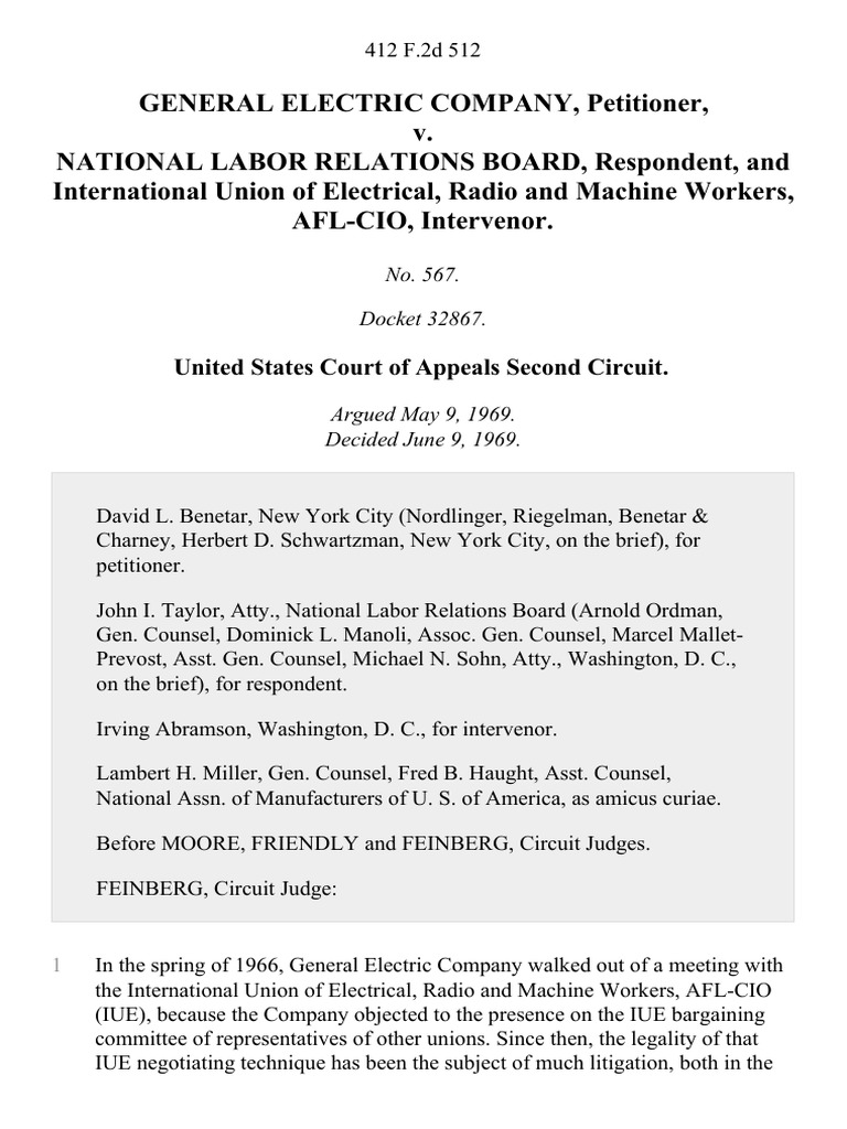 General Electric Company v. National Labor Relations Board, and ...