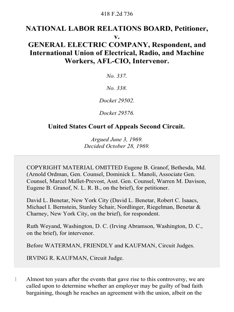 National Labor Relations Board v. General Electric Company, and ...