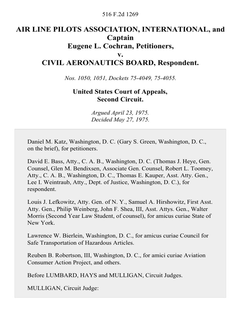 Air Line Pilots Association, International, and Captain Eugene L ...