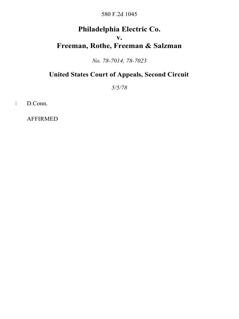 Philadelphia Electric Co. v. Freeman, Rothe, Freeman & Salzman, 580 F ...