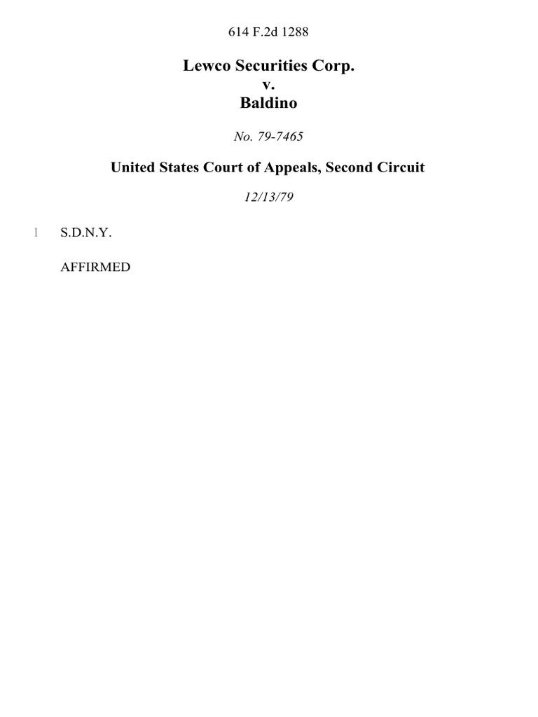 Lewco Securities Corp. v. Baldino, 614 F.2d 1288, 2d Cir. (1979) | PDF