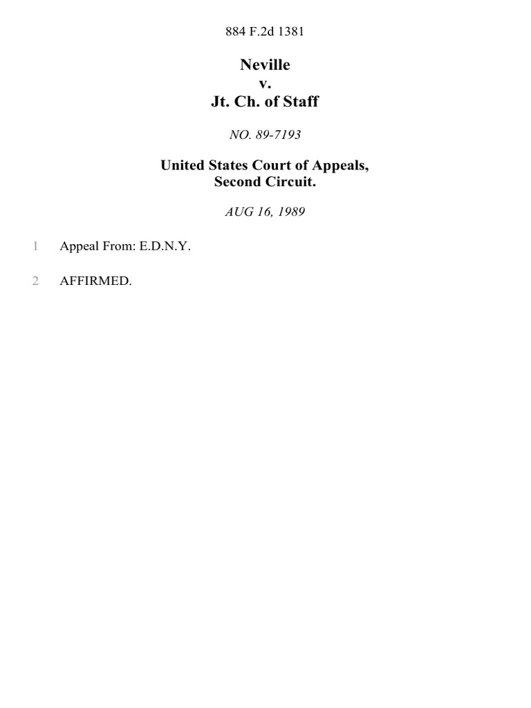 Neville v. Jt. Ch. of Staff, 884 F.2d 1381, 2d Cir. (1989) | PDF