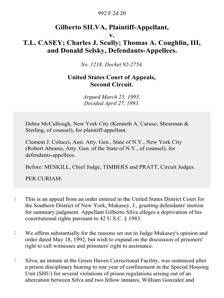 Gilberto Silva v. T.L. Casey Charles J. Scully Thomas A. Coughlin, Iii ...
