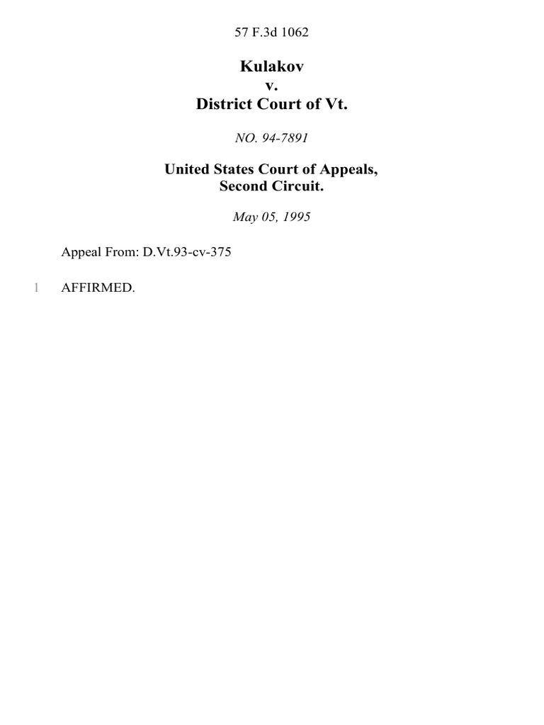 Kulakov v. District Court of Vt. Appeal | PDF